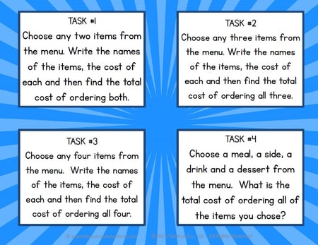 Menu Math: Lesson Plan for Grades 4-8