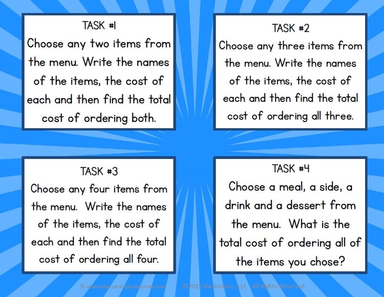 Menu Math: Lesson Plan for Grades 4-8