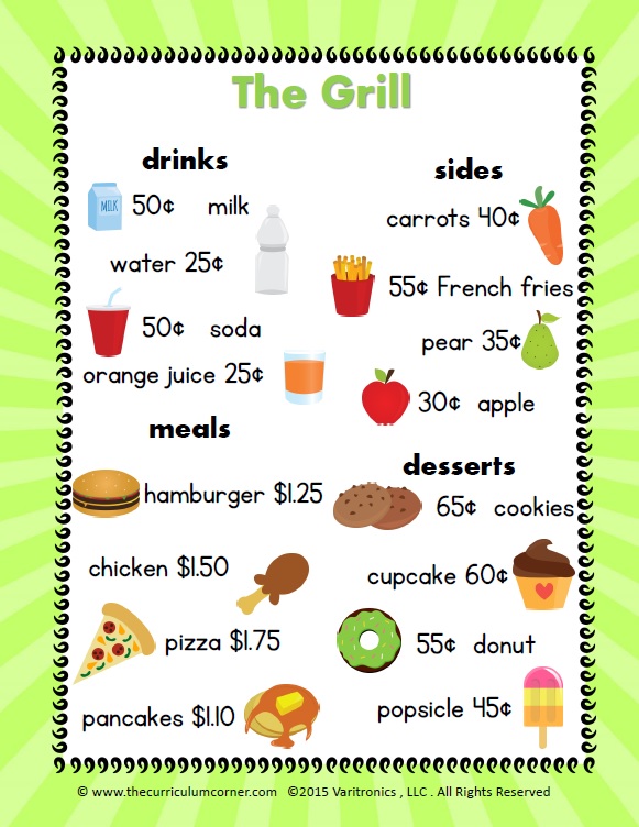 Menu Math: Lesson Plan for Grades 1-3